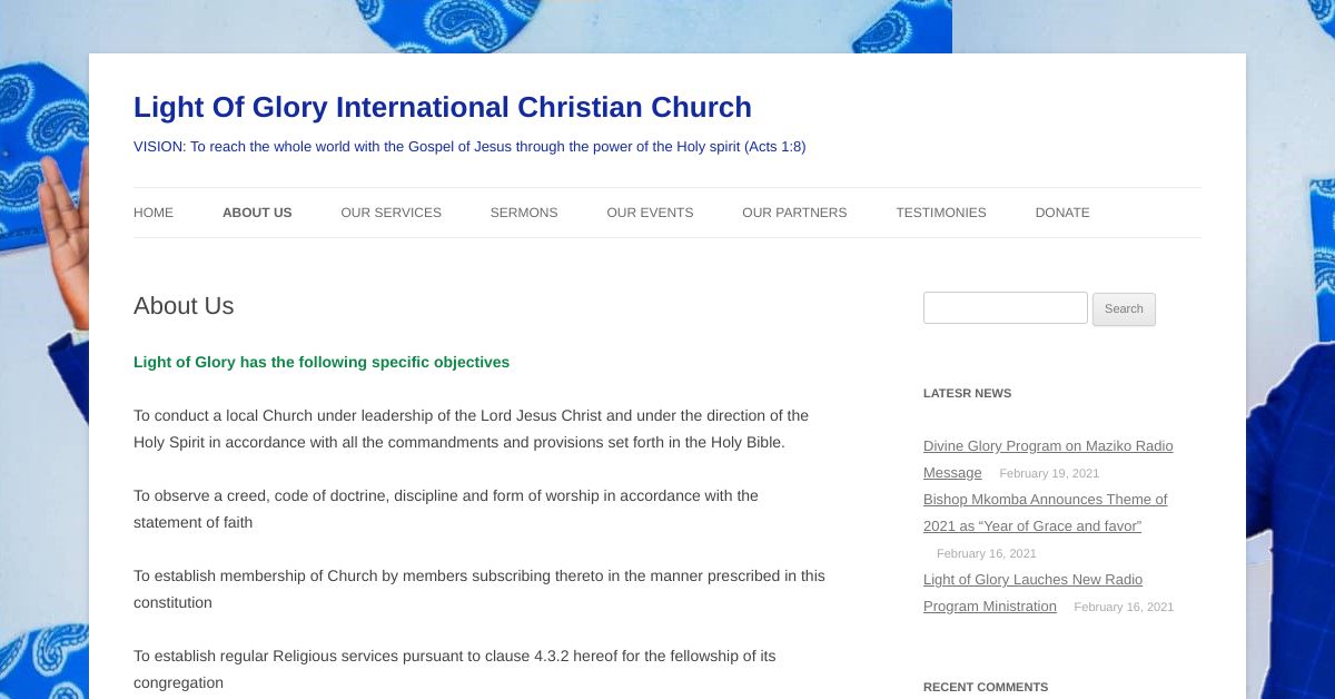 About Us | Light Of Glory International Christian Church